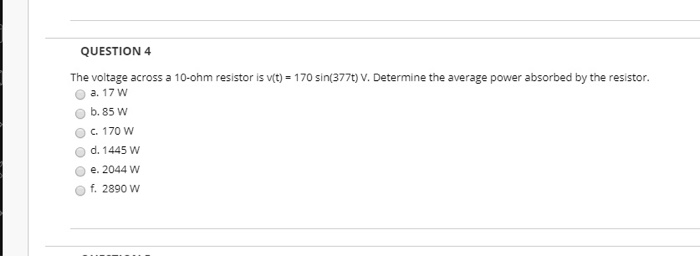 Solved QUESTION 4 The voltage across a 10-ohm resistor is | Chegg.com