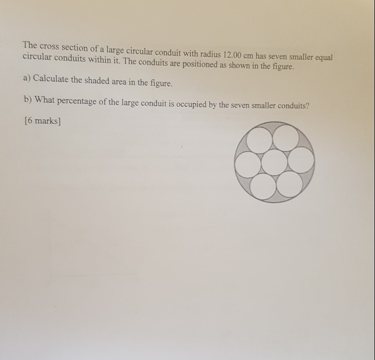 Solved The cross section of a large circular conduit with | Chegg.com