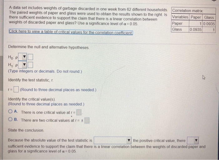 Solved A data set includes weights of garbage discarded in | Chegg.com
