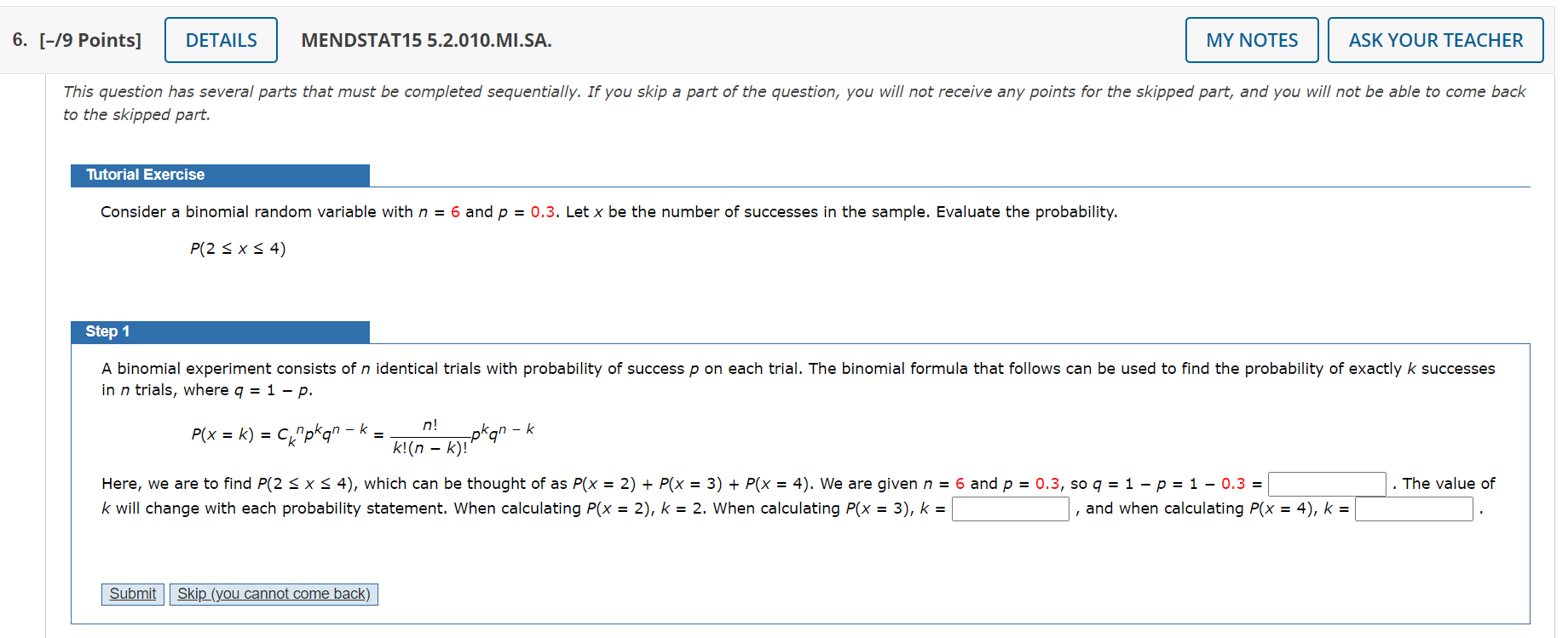 Solved Consider a binomial random variable with n=9 and | Chegg.com