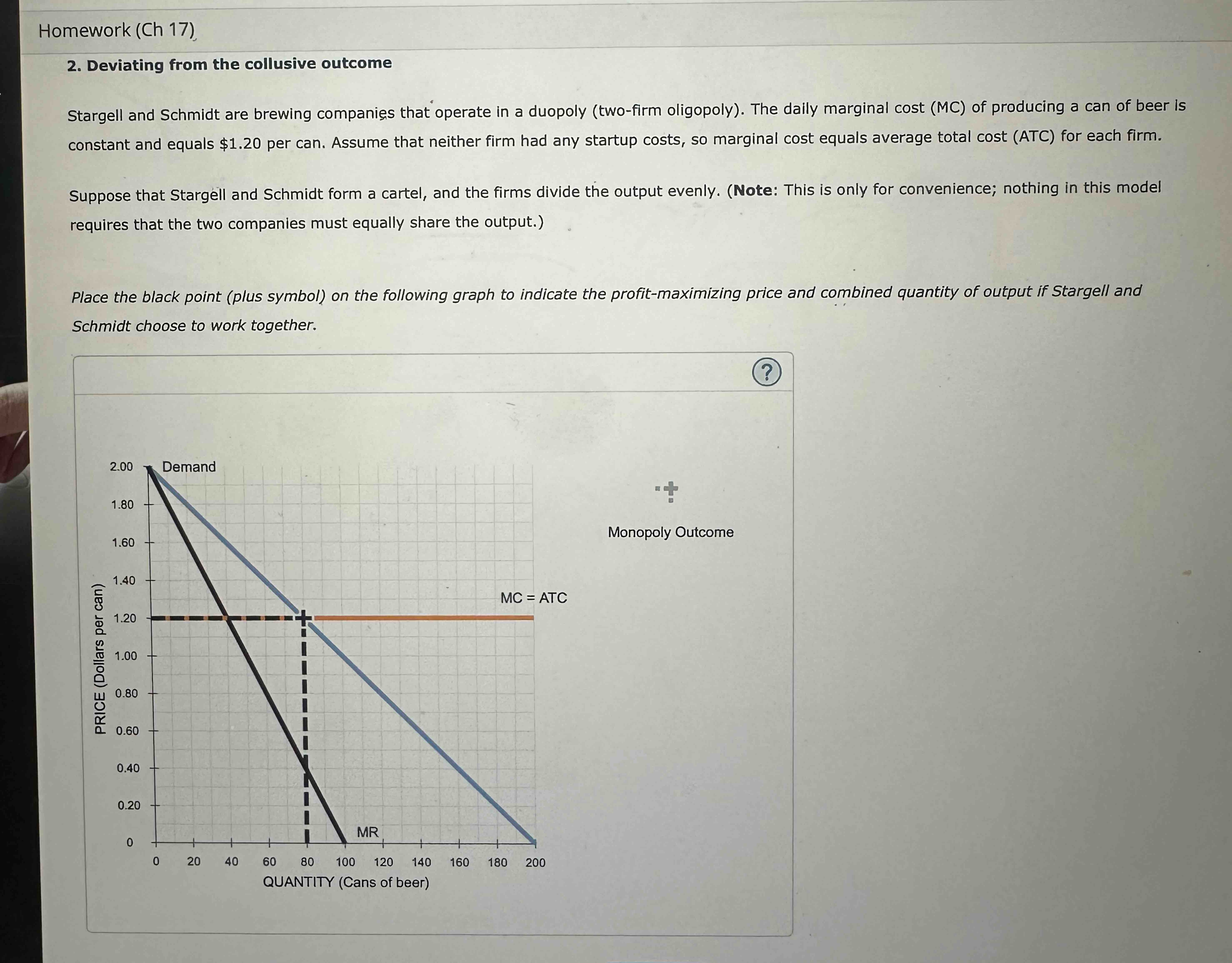 Solved Homework (Ch 17),Deviating from the collusive | Chegg.com