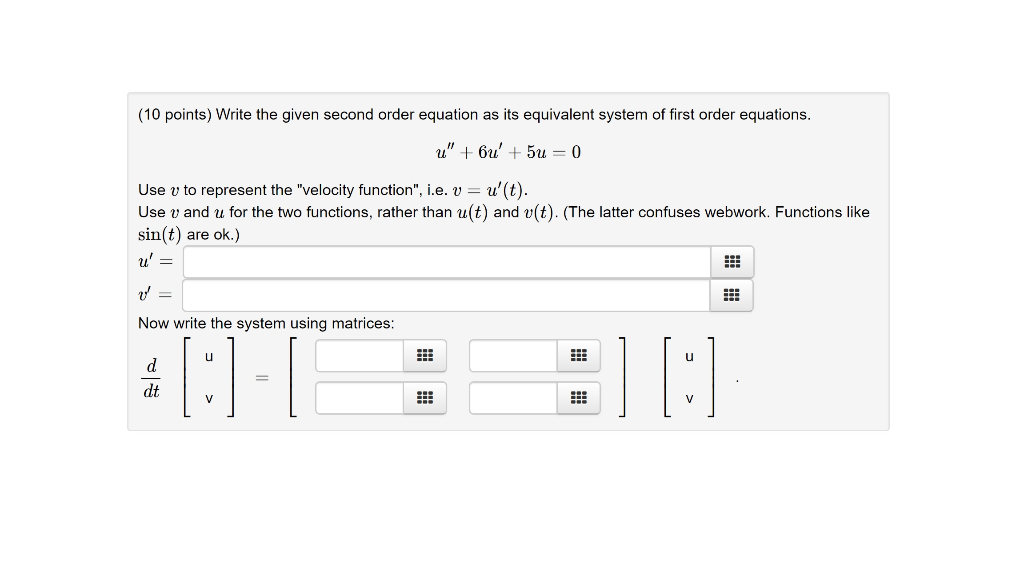 Solved Write the given second order equation as its | Chegg.com