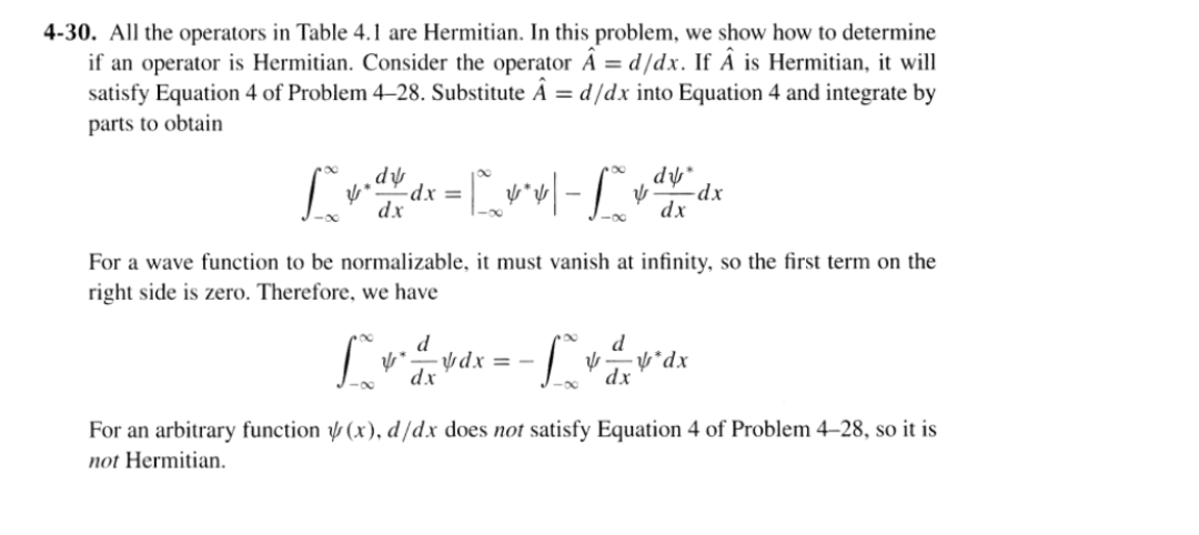 4-30. All the operators in Table 4.1 are Hermitian. | Chegg.com