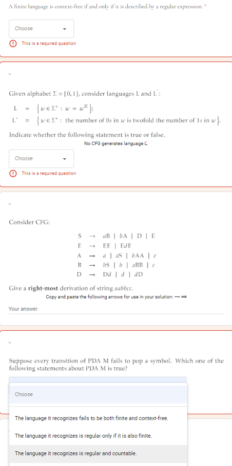 Solved A finite language is context-free if and only if it | Chegg.com