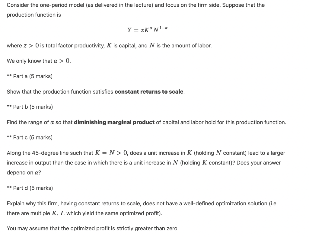 Solved Consider the one-period model (as delivered in the | Chegg.com
