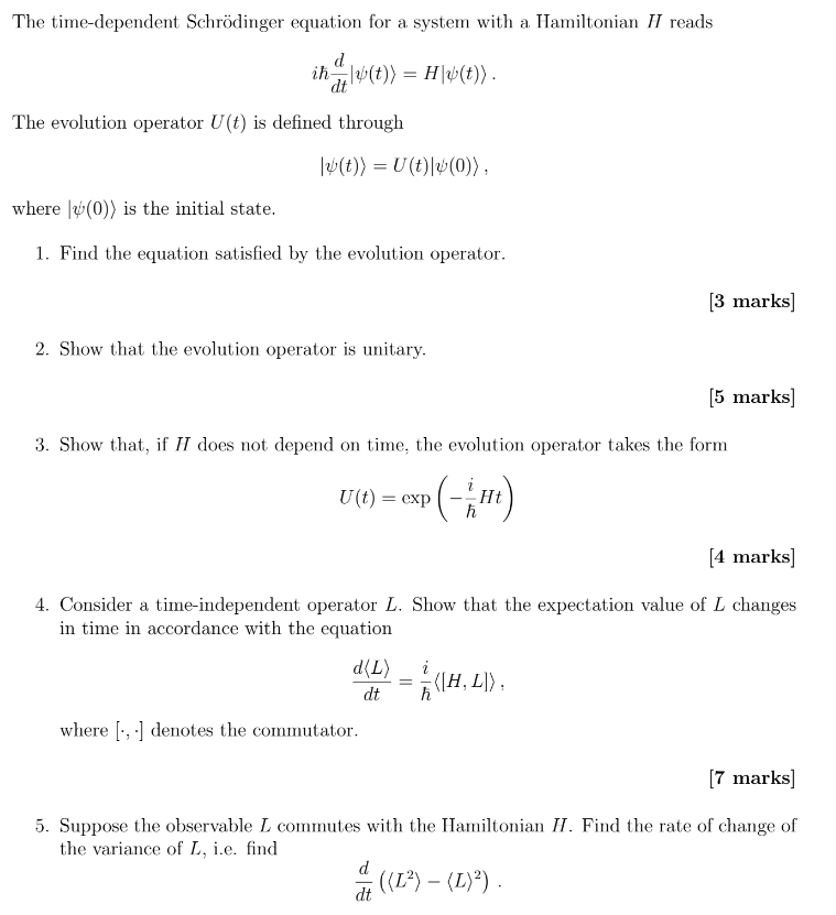 Solved The time-dependent Schrödinger equation for a system | Chegg.com