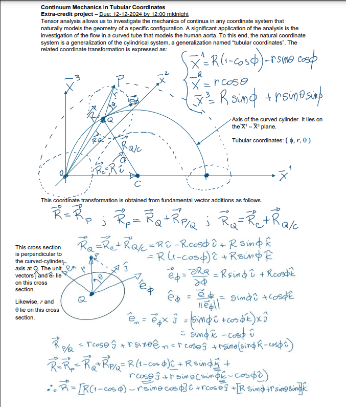 Solved Continuum Mechanics in ﻿Tubular CoordinatesDetermine | Chegg.com