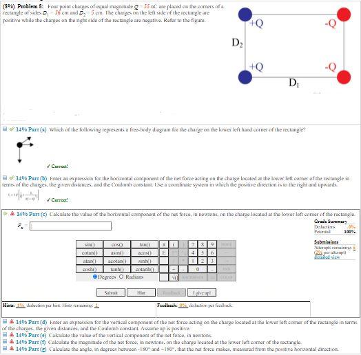 Solved Four point charges of equal magnitude Q = 55 nC are | Chegg.com