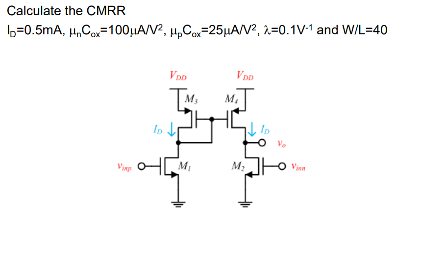 Solved Calculate the CMRR ID=0.5 | Chegg.com