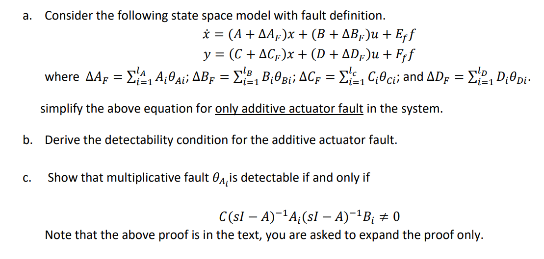 Solved a. Consider the following state space model with | Chegg.com