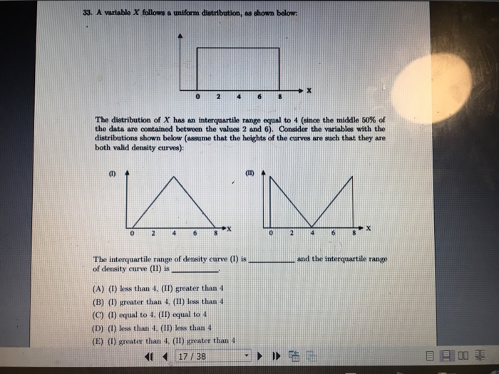 Solved A variable X follows a uniform distribution, as shown | Chegg.com