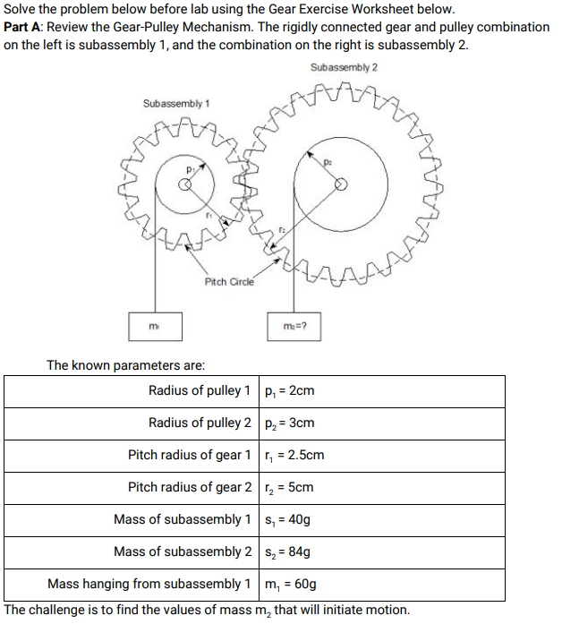 Solved Solve the problem below before lab using the Gear | Chegg.com