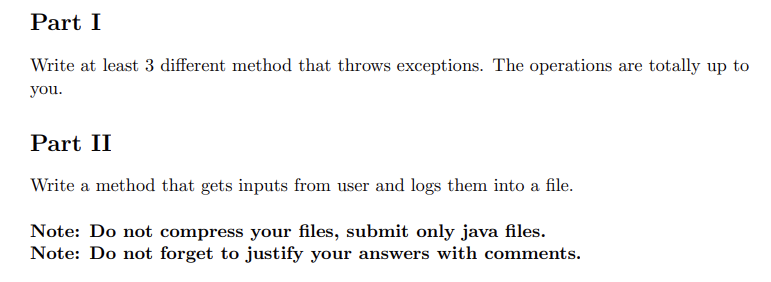 Solved Write at least 3 different method that throws | Chegg.com Solved Write at least 3 different method that throws | Chegg.com