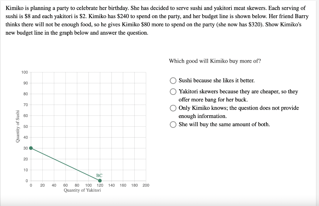 Solved Kimiko is planning a party to celebrate her birthday. | Chegg.com