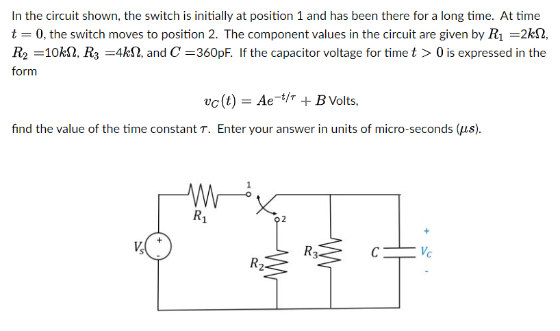 Solved In the circuit shown, the switch is initially at | Chegg.com