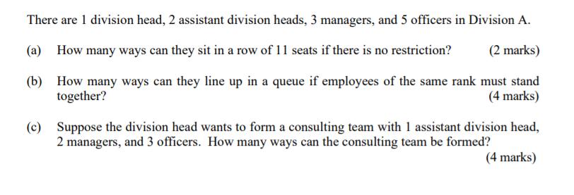 Solved There are 1 division head, 2 assistant division | Chegg.com