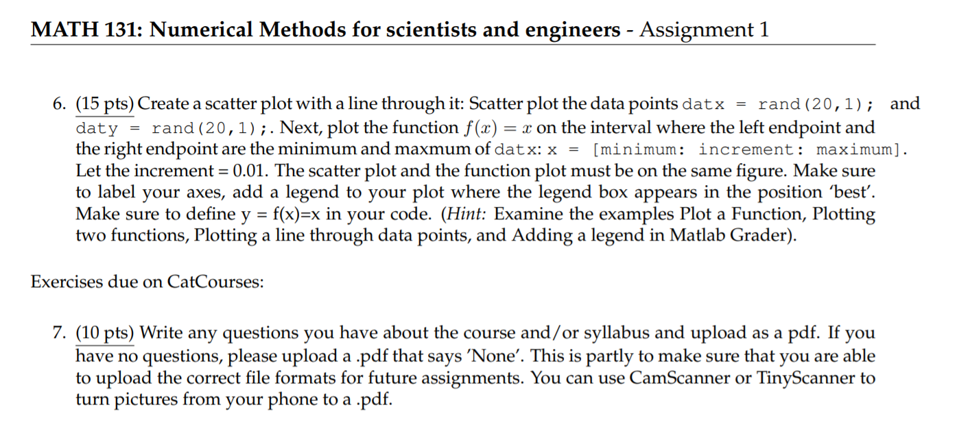 Solved MATH 131: Numerical Methods for scientists and | Chegg.com