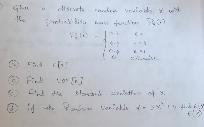 Solved Givuu a d? scveta Youden. Vano able X with ats ane | Chegg.com
