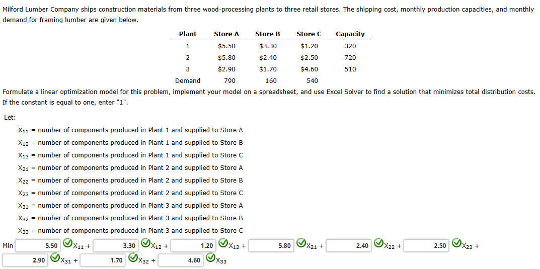 Milford Lumber Company ships construction materials | Chegg.com