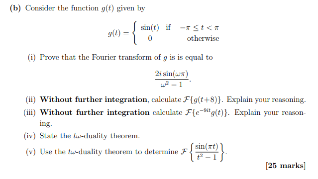 Solved (b) Consider the function g(t) given by g(t) = sin(t) | Chegg.com