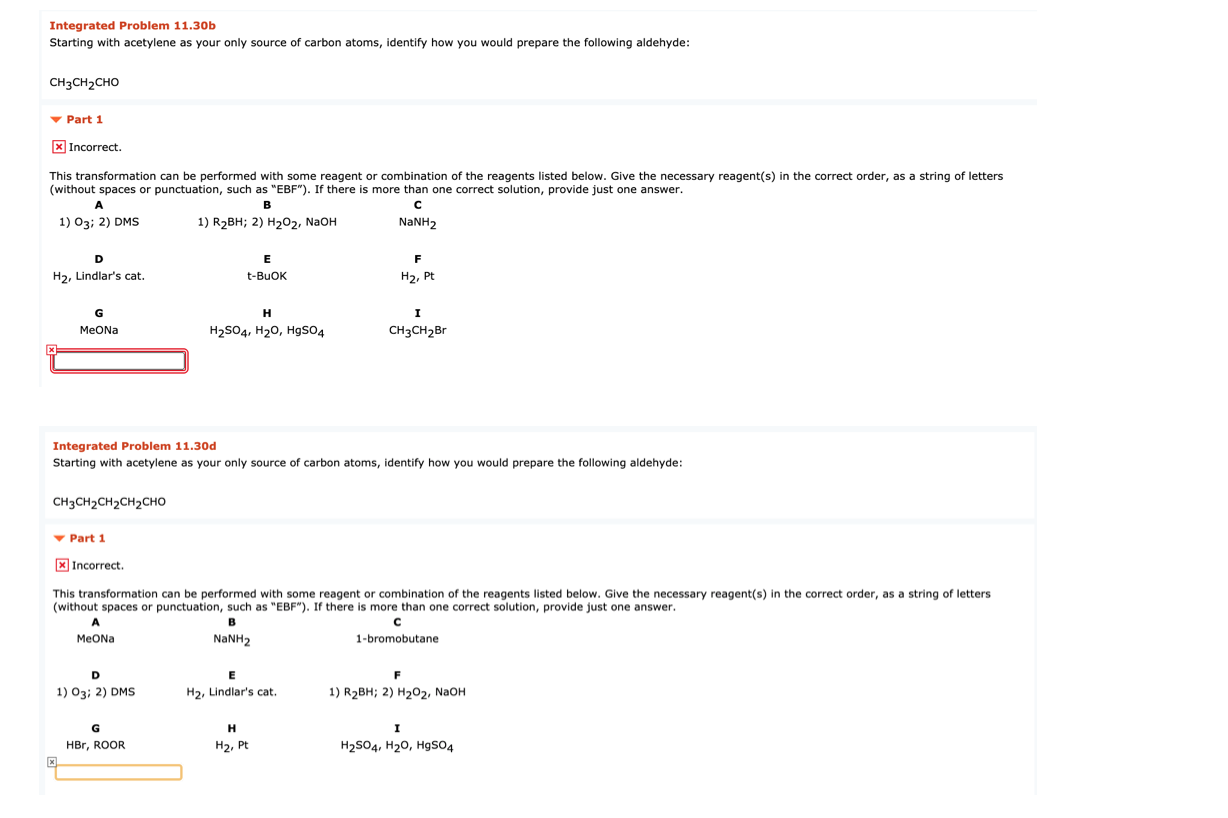 Solved Integrated Problem 11.30b Starting with acetylene as | Chegg.com