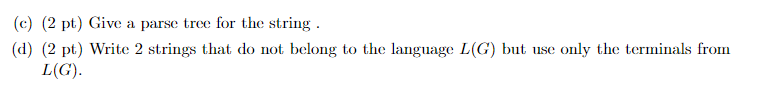 Solved 1. (8 pt) [Grammar, strings, derivations and parse | Chegg.com
