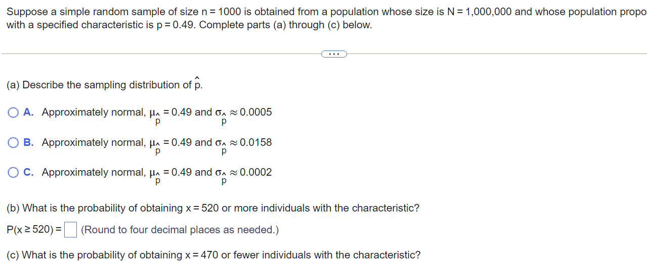 Solved Suppose a simple random sample of size n=1000 is | Chegg.com