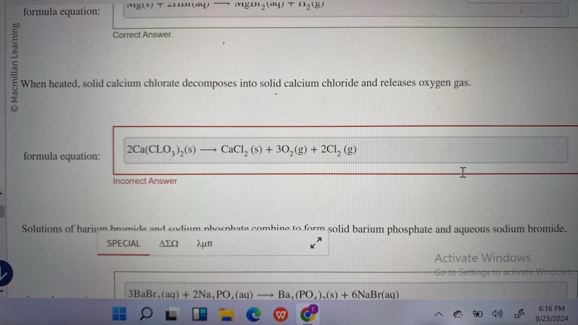 Solved Correct AnswerWhen heated, solid calcium chlorate | Chegg.com