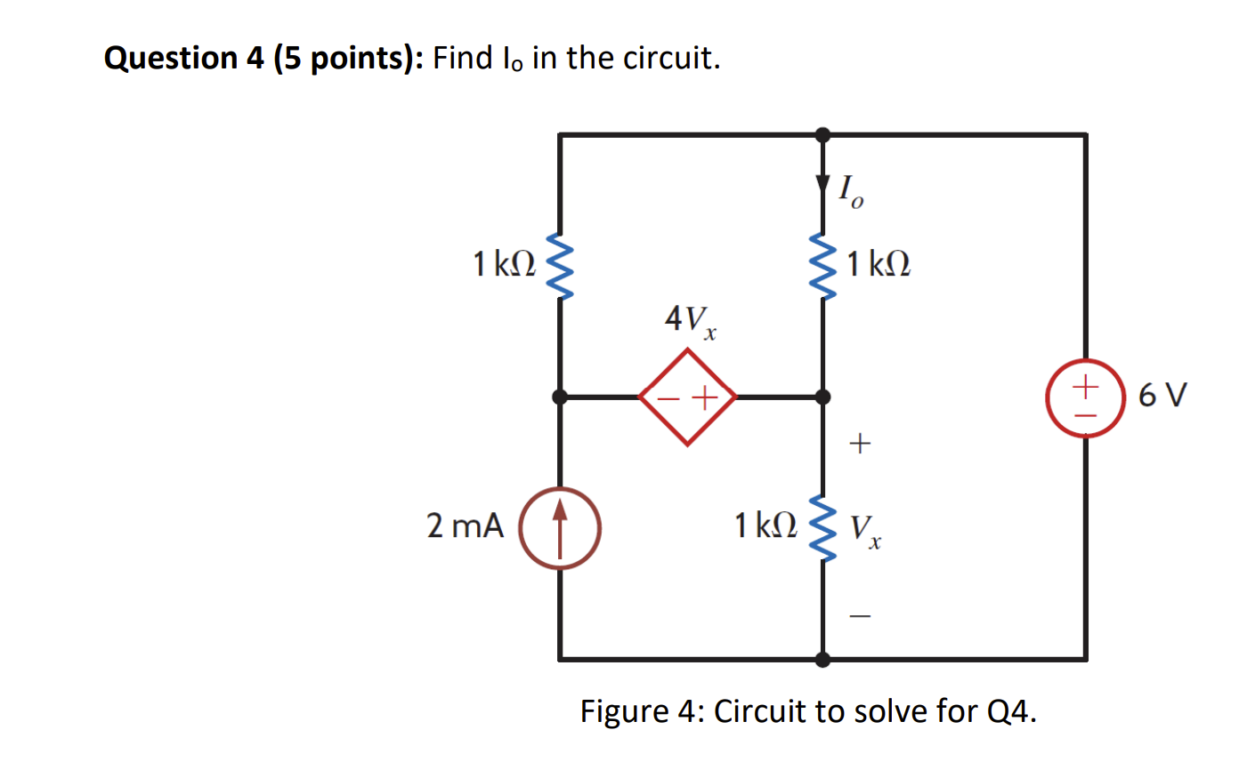 Solved Question 4 (5 points): Find I0 in the circuit. Figure | Chegg.com