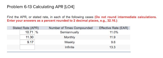 Solved Problem 6-13 Calculating APR [LO4] Find the APR, or | Chegg.com