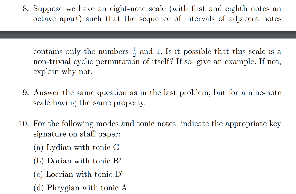8. Suppose we have an eight-note scale (with first | Chegg.com