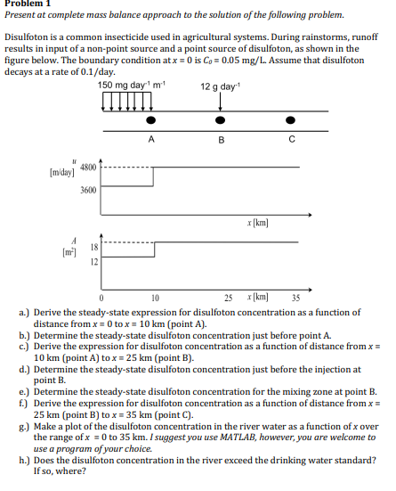 Problem 1 Present at complete mass balance approach | Chegg.com