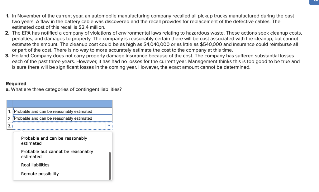 Solved b. For each item in the preceding list, determine the | Chegg.com