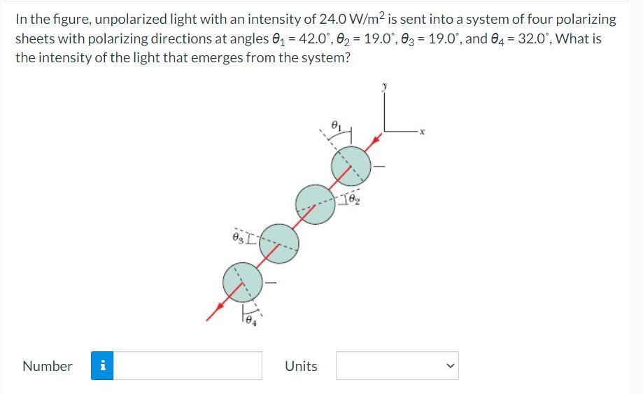 Solved In the figure, unpolarized light with an intensity of | Chegg.com