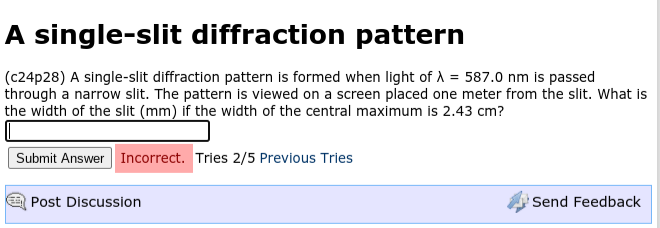 Solved A single-slit diffraction pattern (c24p28) A | Chegg.com