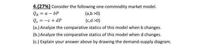 Solved 4.(27%) Consider the following one-commodity market | Chegg.com