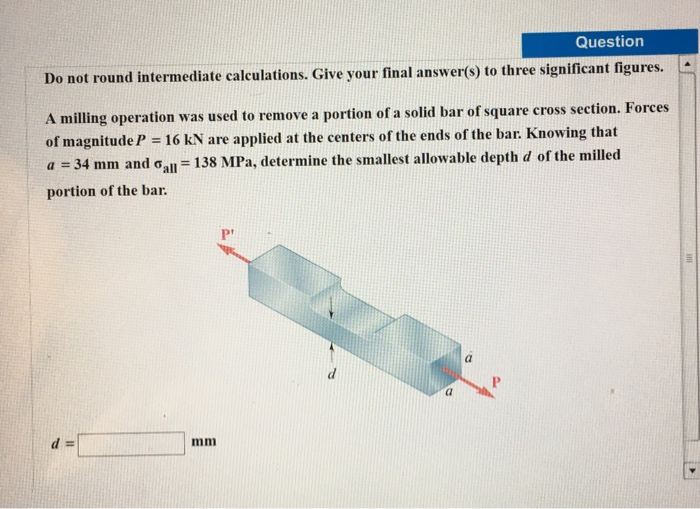 Solved Determine the smallest allowable depth d of the | Chegg.com