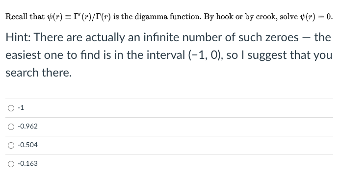 Solved Recall that (r) = l'(r)/T(r) is the digamma function. | Chegg.com