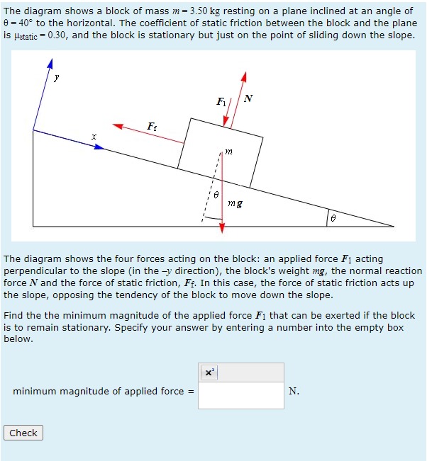 Solved The diagram shows a block of mass m=3.50kg ﻿resting | Chegg.com