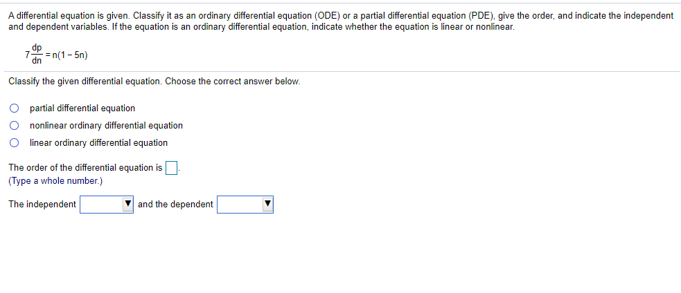 Solved A differential equation is given. Classify it as an | Chegg.com