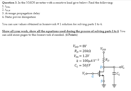 Solved Question 3. In the NMOS inverter with a resistive | Chegg.com