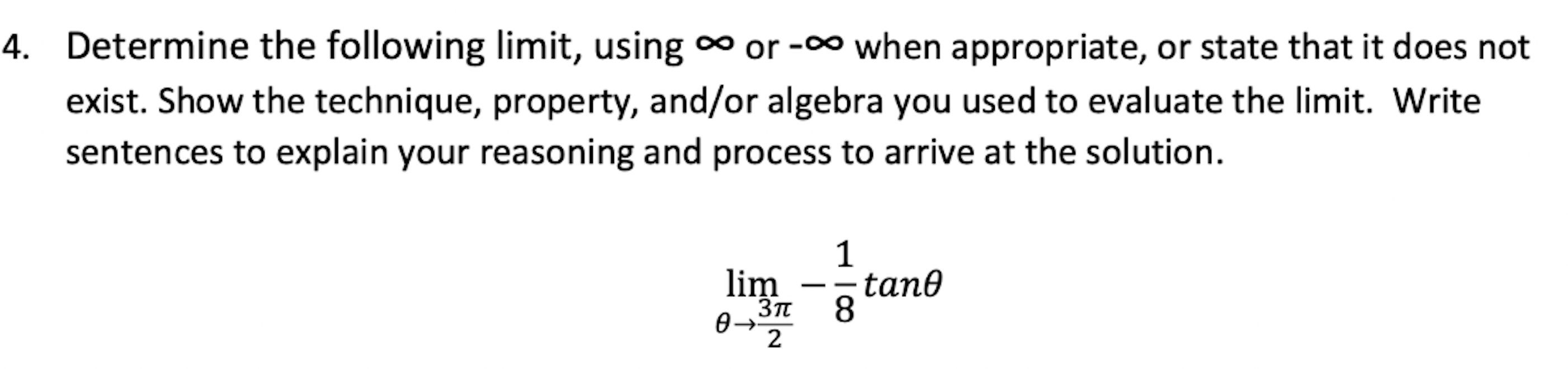 Solved 4. Determine the following limit, using oor - when | Chegg.com