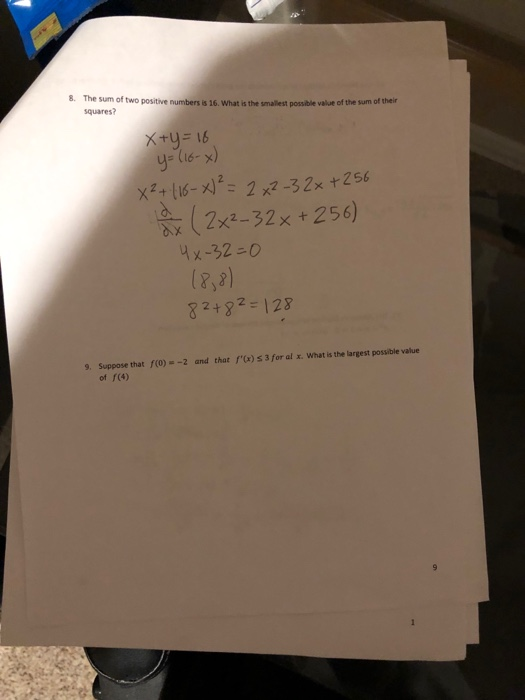 Solved sum of two positive numbers is 16. What is the | Chegg.com