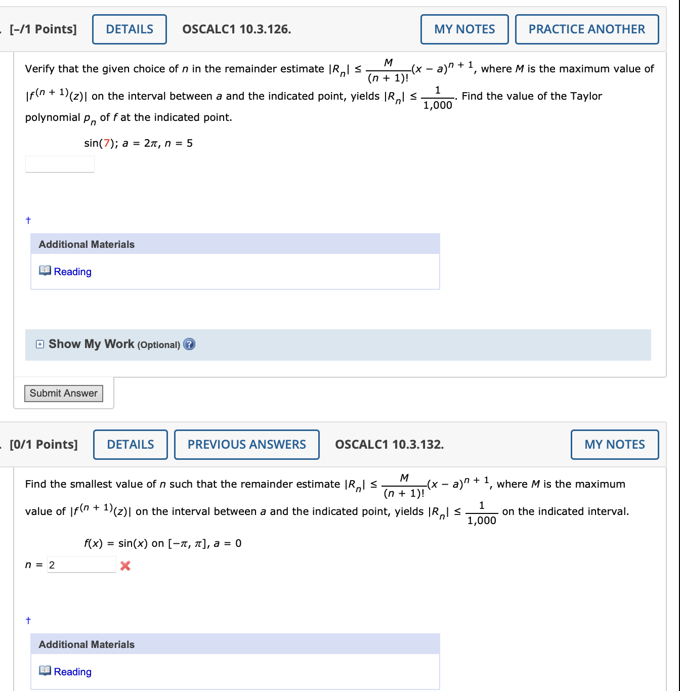 Verify that the given choice of \\( n \\) in the | Chegg.com