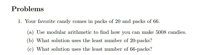 Solved Application of Linear Congruence problem (listed | Chegg.com