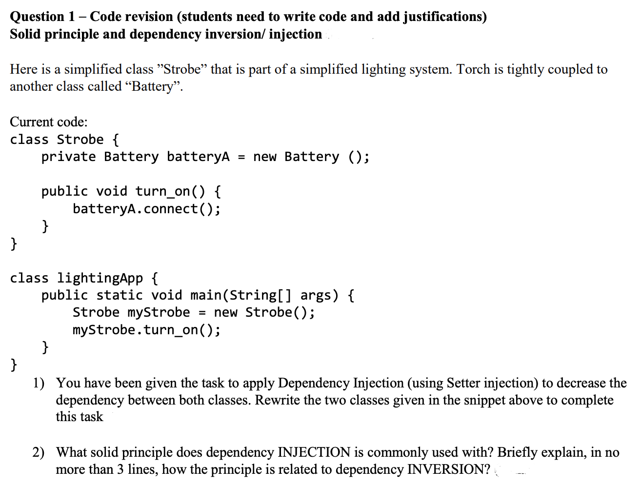 Question 1- Code revision (students need to write | Chegg.com