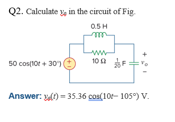 Solved Q2. Calculate νe in the circuit of Fig. Answer: | Chegg.com
