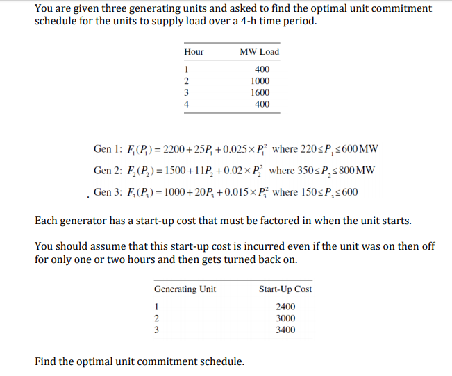 Solved You are given three generating units and asked to | Chegg.com Solved You are given three generating units and asked to | Chegg.com