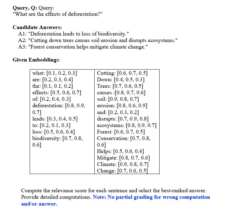 Solved 4. [Points 25] ﻿Given the query and candidate answer, | Chegg.com