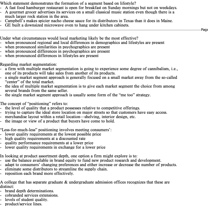 Solved When engaging in the market segmentation process: if | Chegg.com